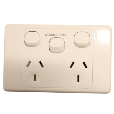 Double 10Amp Powerpoint / GPO Outlet - WITH EXTRA SWITCH - DOUBLE POLE ...