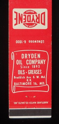 1950s Drydene Motor Oils Greases Dryden Oil Company Since 1893 ...