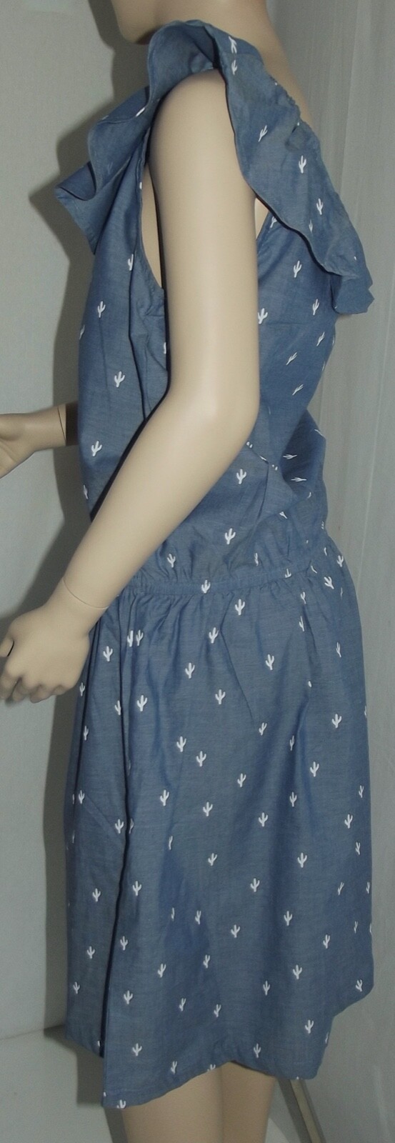 Wonder Nation Girls (XXL 18) Cactus Blue Chambray Sleeveless Ruffle ...