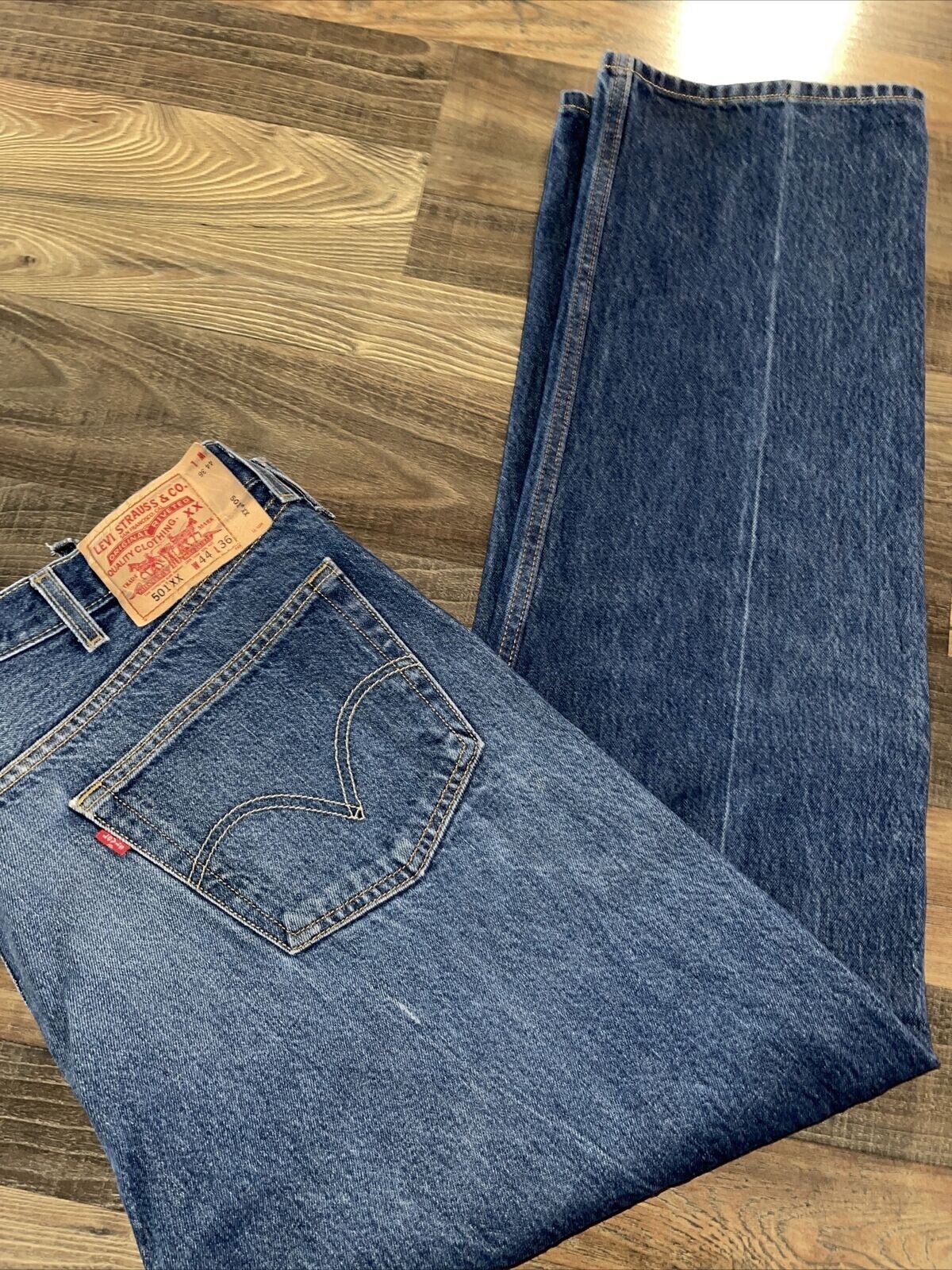 Levi 501xx Men Button Fly Blue Jeans Actual Size 39 … - Gem