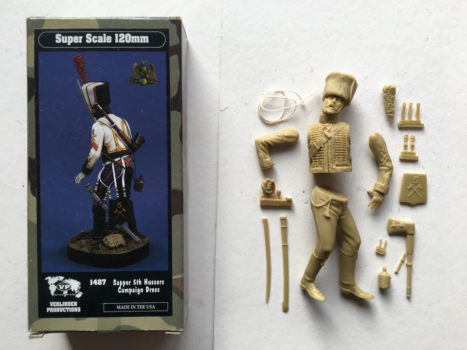 1 x VERLINDEN. NAPOLEONIC WARS FRENCH SAPPER 5th HUSSARS SOLDIER 120mm ...