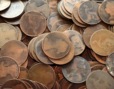 COIN BULK VICTORIAN YOUNG BUN HEAD PENNIES 1860 TO 1901 CHOOSE THE ...