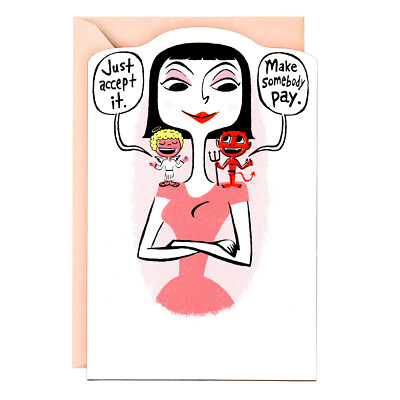 Funny BIRTHDAY Card, Angel Devil Conscience Girl by American Greetings ...