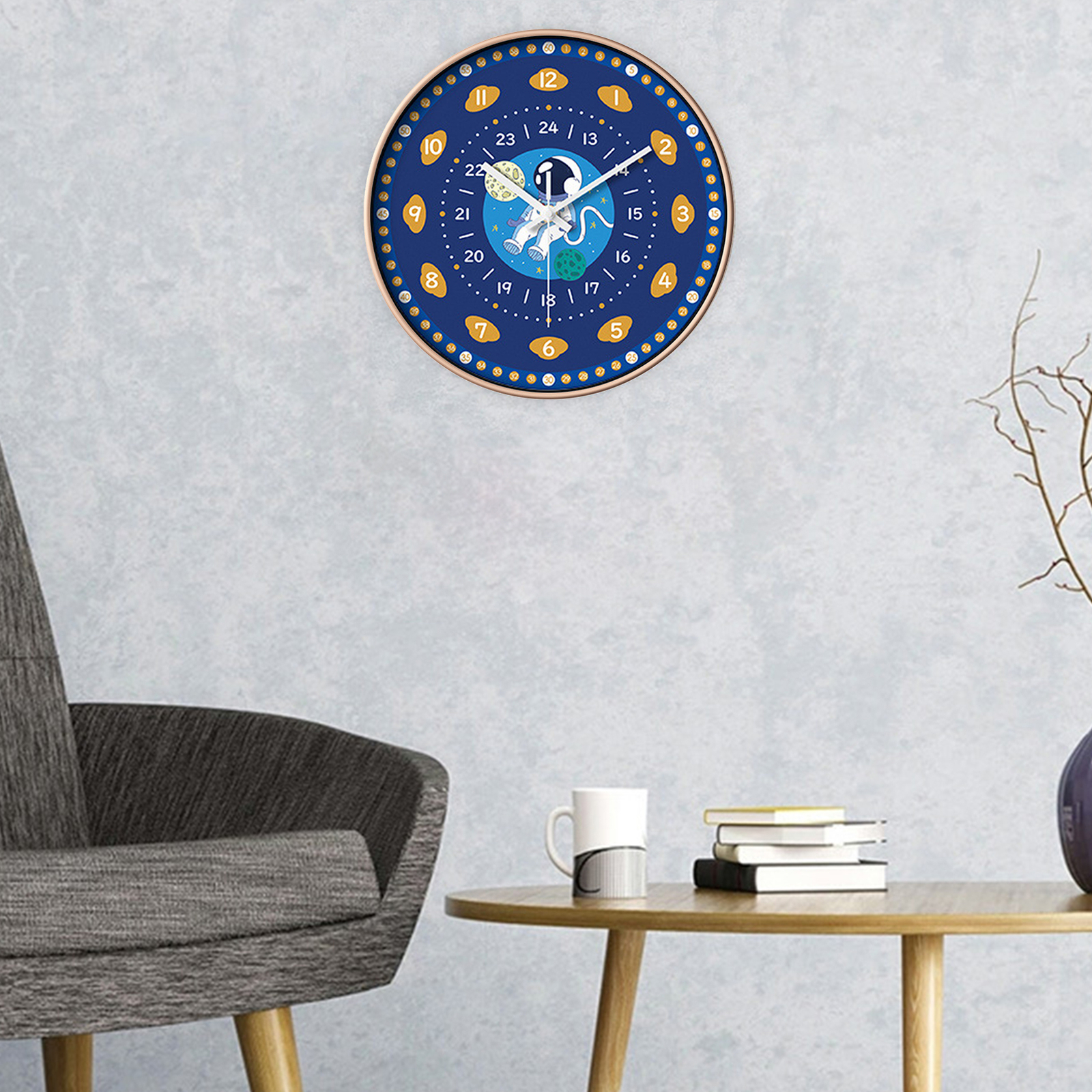 Kids Wall Clock Mount Whimsical 12-inch Round Cartoon Dinosaur ...