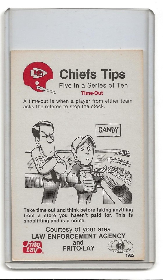 1982 Frito Lay Gary Spani Kansas City Chiefs Police Autographed Card | eBay