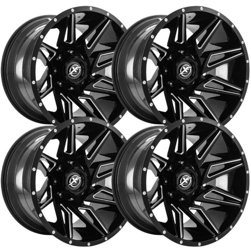 (Set-4) XF Off-Road XF-218 20x9 BLANK 0mm Black Milled wheels rims 20 ...