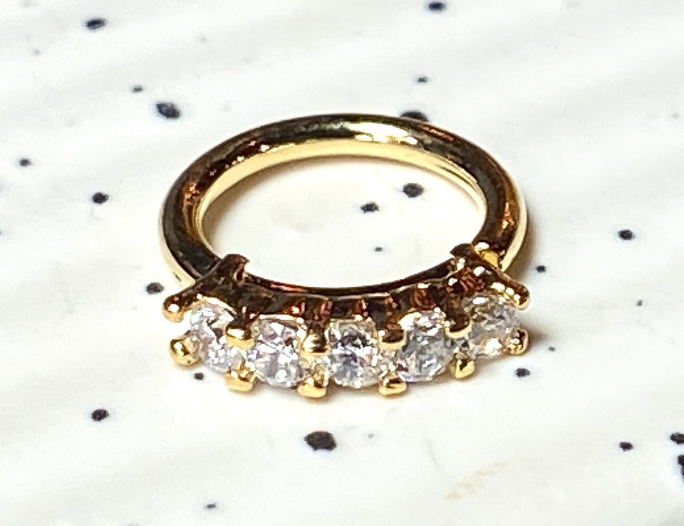 1pc Bendable Hoop Ring With Five Prong Set Gems Annealed 316L Surgical ...