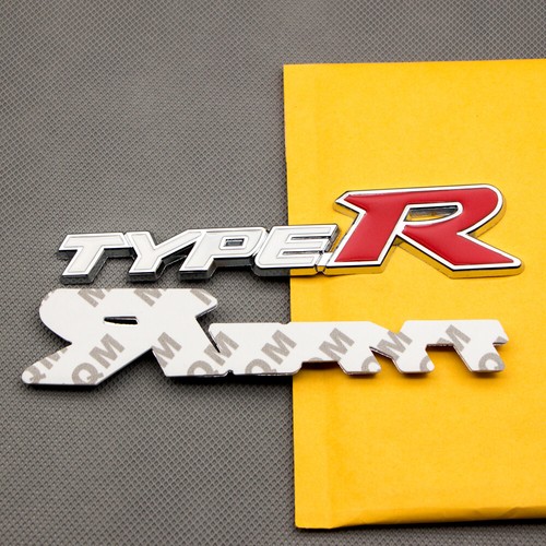 2Pcs Metal White & Red Type-R Badge Car Sport Emblem SI Rear Trunk ...