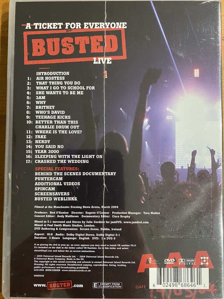 Busted: A Ticket For Everyone - Live DVD Nuevo Precintado | eBay