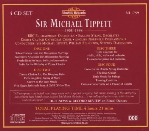 Tippett, Sir Michael Tippett 1905 - 1998 (CD) Album (UK IMPORT ...