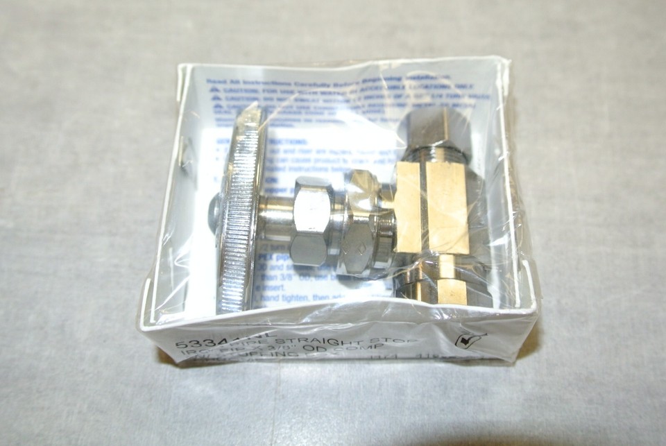 Lot 2 Wolverine Brass 53341NL Iron Pipe Straight Stop 3/8" FIP x 3/8 ...