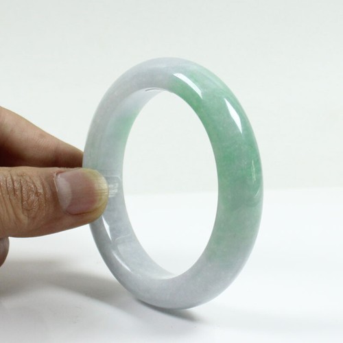 59mm Certified Grade AAA White Green Burma Jade Jadeite Bracelet Bangle ...