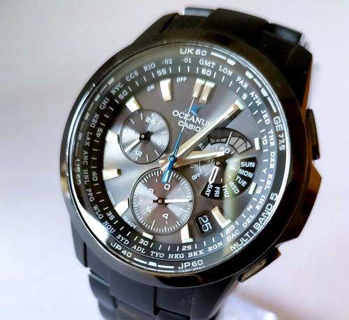 CASIO Oceanus OCW-M700 Black Radio Solar Titanium Watch Wrist Size 19cm ...
