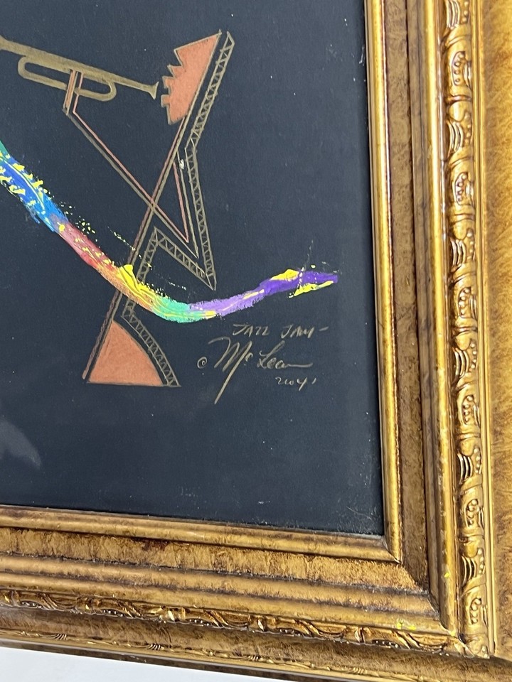 Original Rare Donovan McLean Oil Pastel Art JAZZ 2004 Signed Front And ...