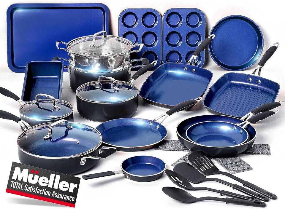 Mueller Sapphire UltraClad Kitchen Frying Pots and Pans 24pc Nonstick ...