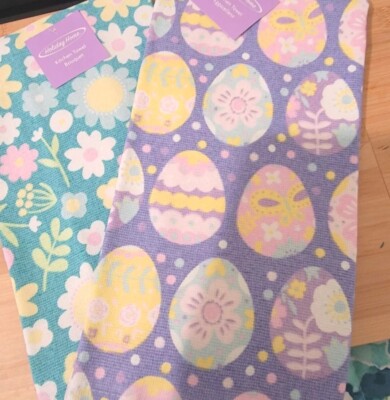 🐇🐣SPRING Home Easter KITCHEN HAND Towels Eggscellent & Flowers Easter ...