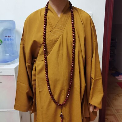 15mm 108 Beads Natural Wood Shaolin Buddha Monk Prayer Mala Red Beads ...