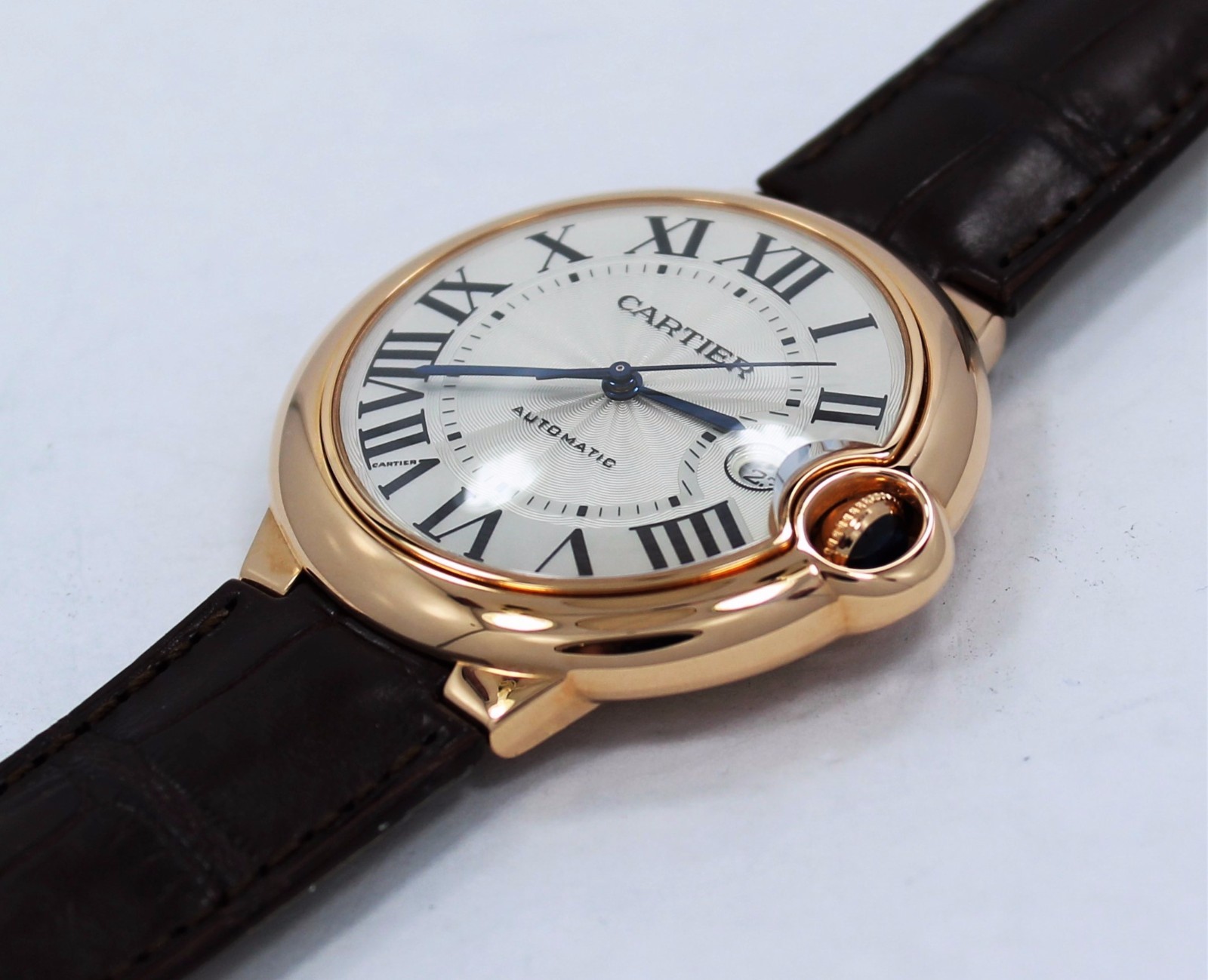 Cartier Ballon Bleu Jumbo 42mm W6900651 18K Rose Gold Leather Watch ...