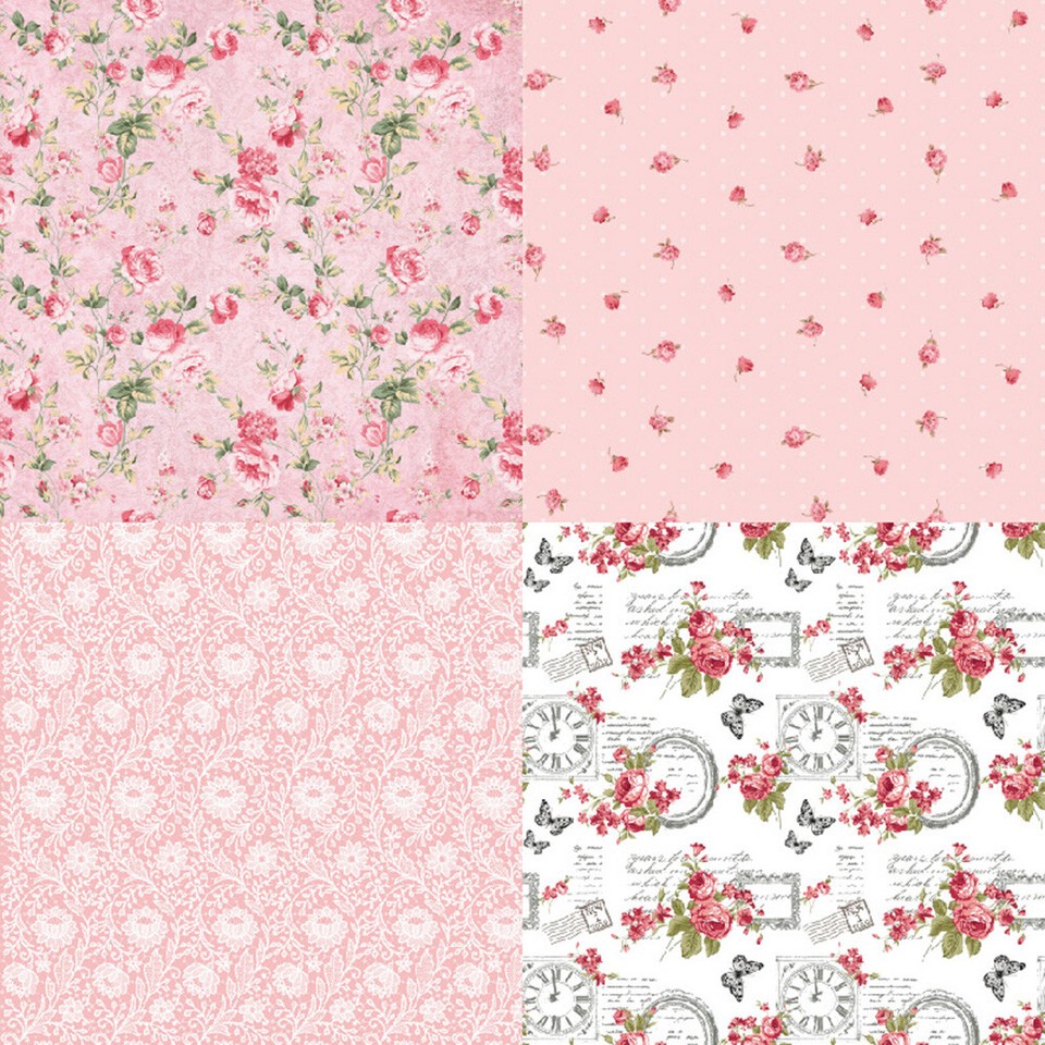 12x 6" Flower Single Sided Pattern Paper Pad DIY Scrapbooking Card ...