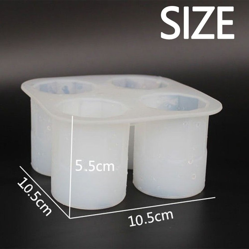 4-Cup Ice Cube Shot Shape Rubber Shooters Glass Freeze Mold Maker Tray ...