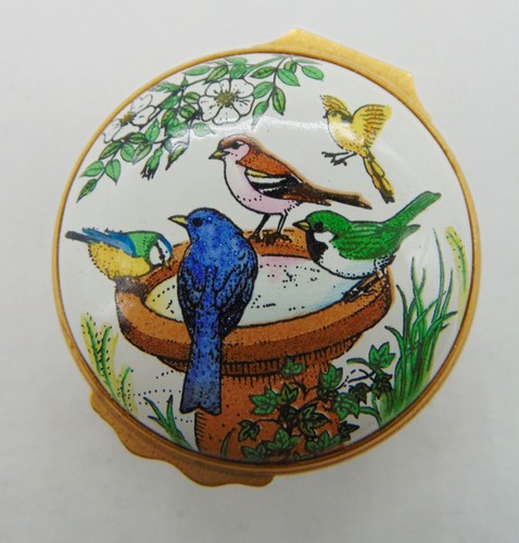 Halcyon Days Bilston & Battersea Enamels Porcelain Bird Bath Trinket ...