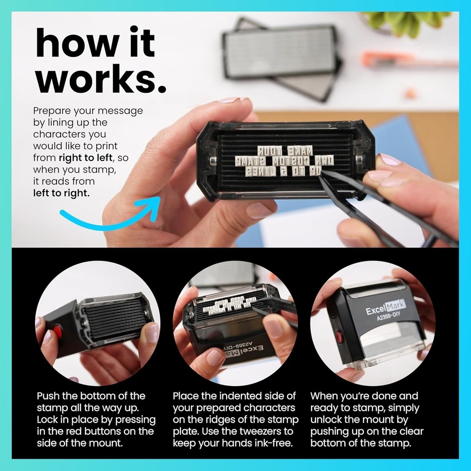 Self-Inking DIY Custom Rubber Stamp Kit - Personalized Stamper for ...