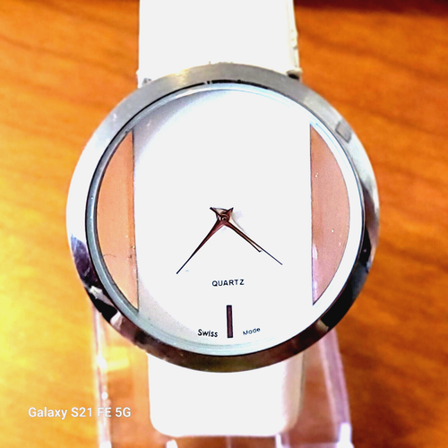 Vintage sleek white watch elegant transparent dial Quartz watch | eBay