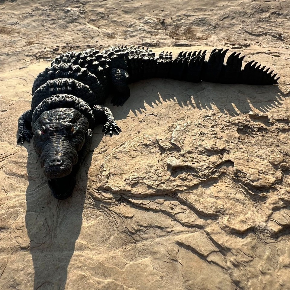 3D Printed Ferocious Crocodile Toy Articulated Black Alligator ...