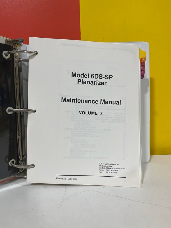 STRASBAUGH 6DS-SP Planarizer Maintenance Manual | eBay