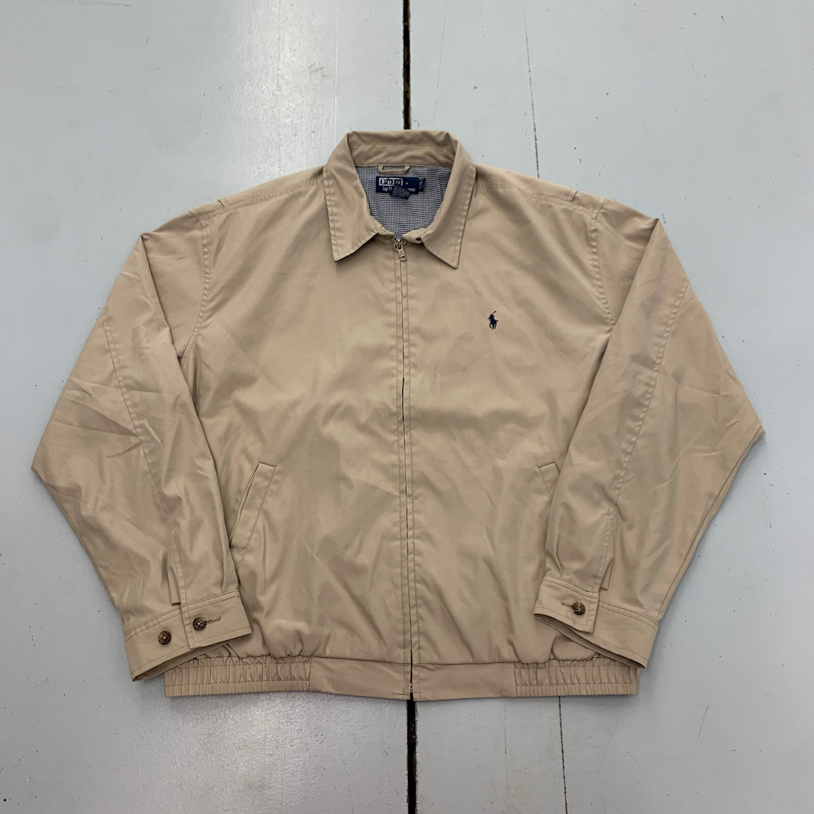 Polo Ralph Lauren Golf Full Zip Up Beige Plaid Inner Casual Jacket Mens ...