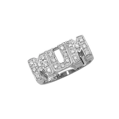 Sterling Silver 925 Cubic Zirconia ' Mum ' Ring - ( Shoulder Design May ...