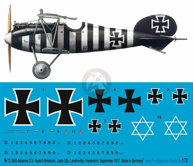 Peddinghaus 1/72 Albatros D.V Markings Rudolf Windisch Jasta 32b France ...