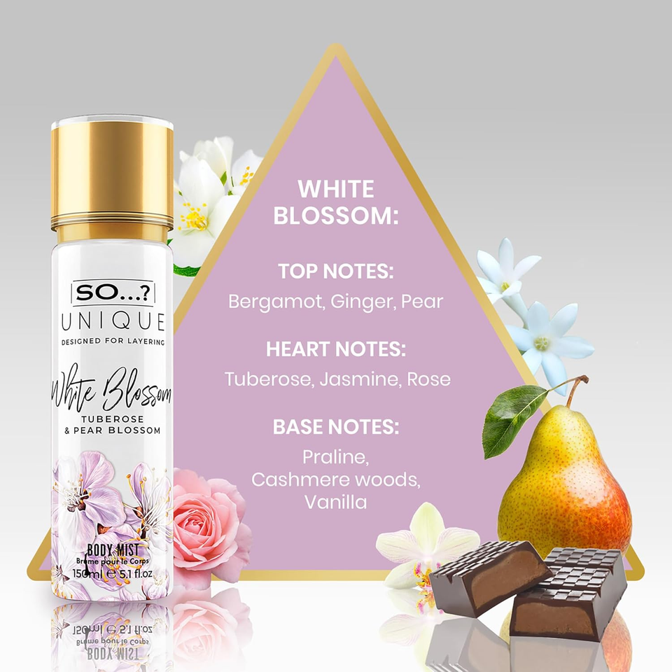 So…? Unique Womens White Blossom Body Mist Fragrance Spray 150Ml | eBay UK