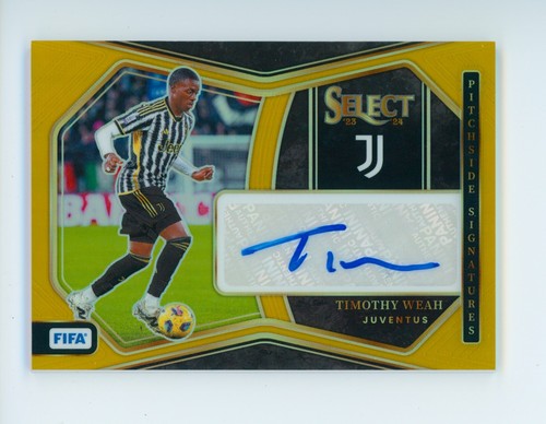 2023-24 Timothy Weah Panini Select Gold Prizm Juventus Autographed Card ...