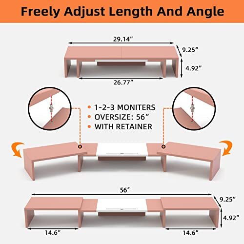 WESTREE Triple Dual Monitor Stand Riser, 56" Extra Long Monitor Stand ...