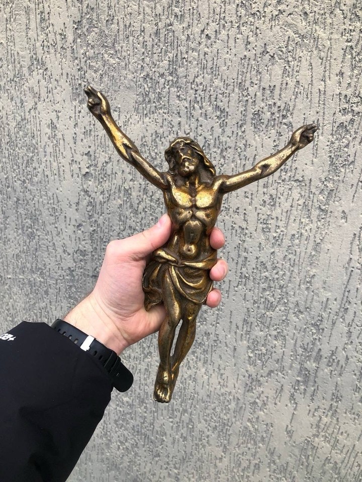 Vintage Russian Orthodox Brass Wall Cross Large 15” Heavy Old Believers ...