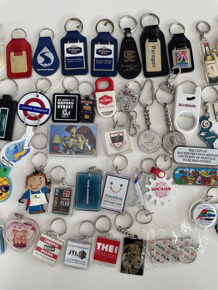 Keyrings, 60 + Mixed Job Lot. All sorts Bundle mostly Vintage ...