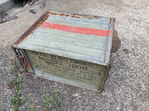 ORIGINAL WWI US ARMY MODEL 1906 M1903 RIFLE .30-06 CAL AMMO TIN CRATE ...