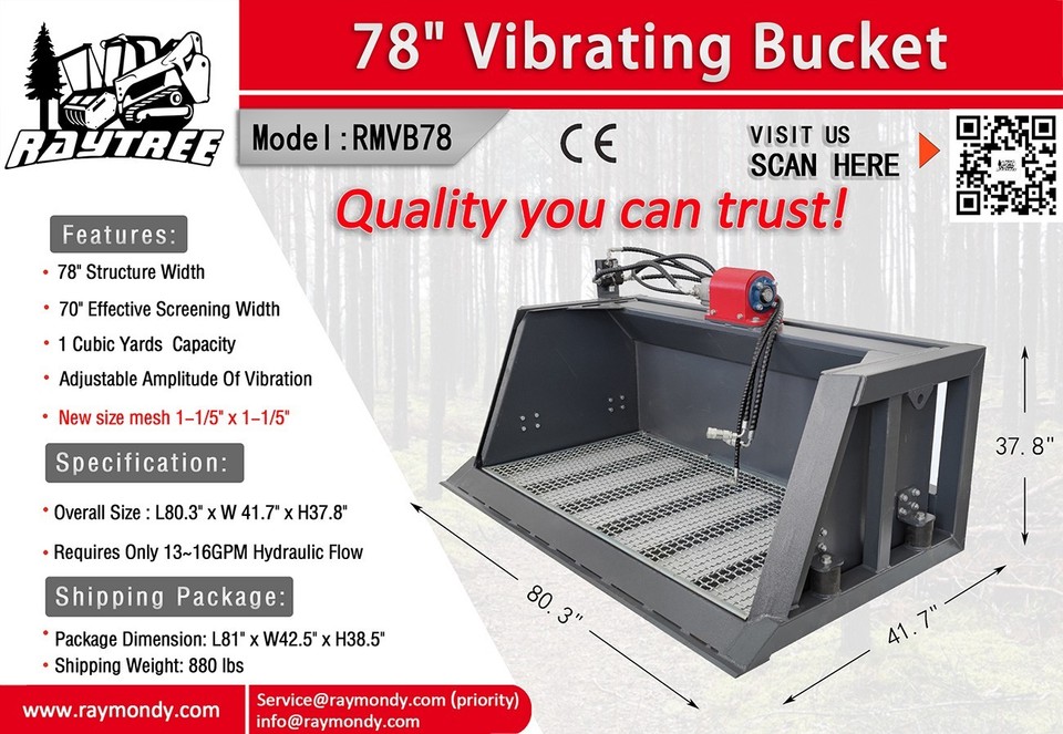 Vibrating Dirt Screen Sifter Bucket Hydraulic Attachment for Skid Steer ...