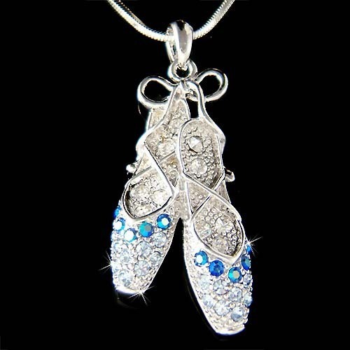 ~Blue BALLERINA Slippers made with Swarovski Crystal Ballet Shoes Dance ...