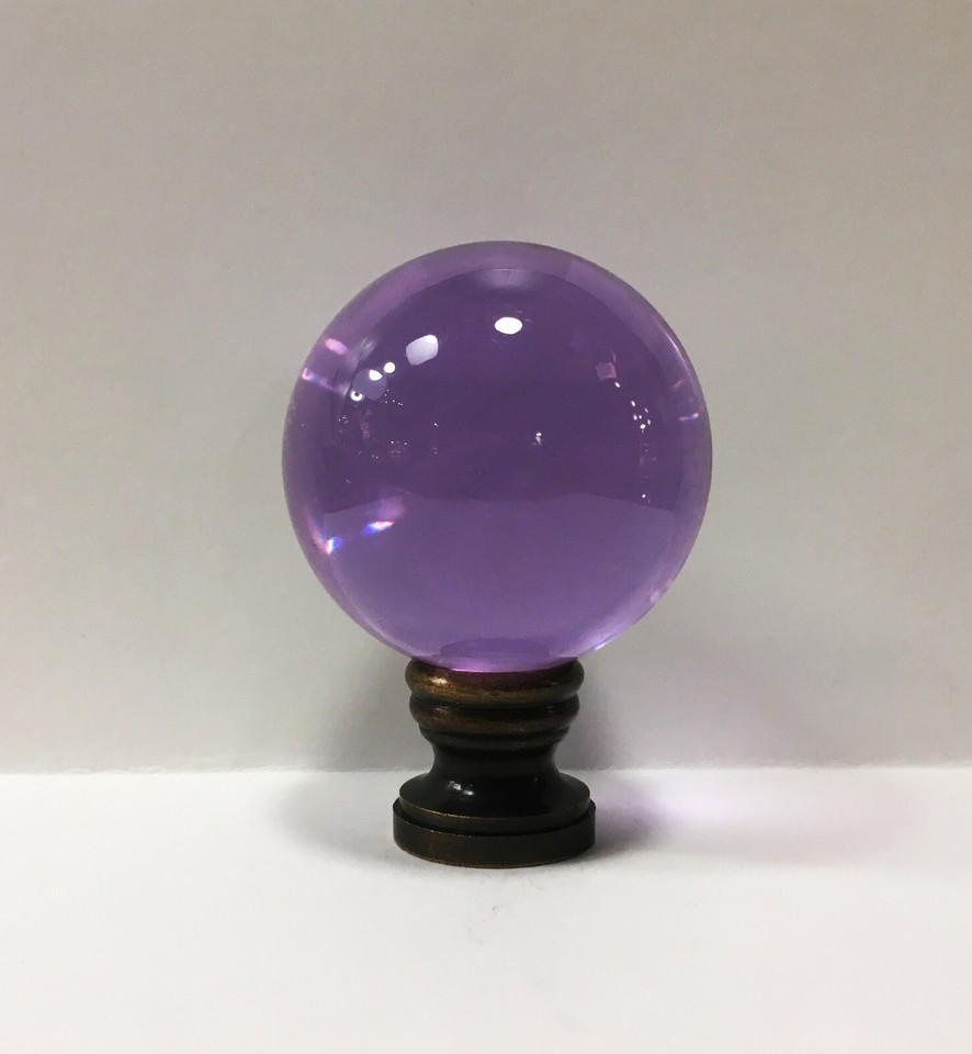 Lamp Finial-LARGE GLASS ORB in 10 Colors-Brass Base, 3 Finishes AB,CH ...