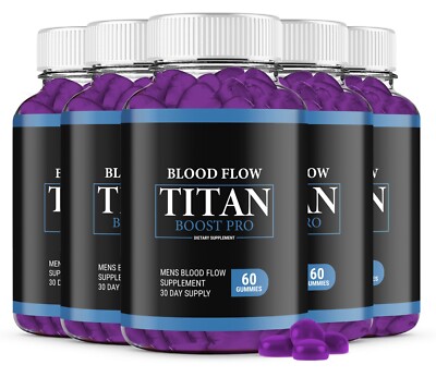 ( 5 Pack ) Blood Flow Titan Boost Pro Gummies, Mens Blood Flow ...