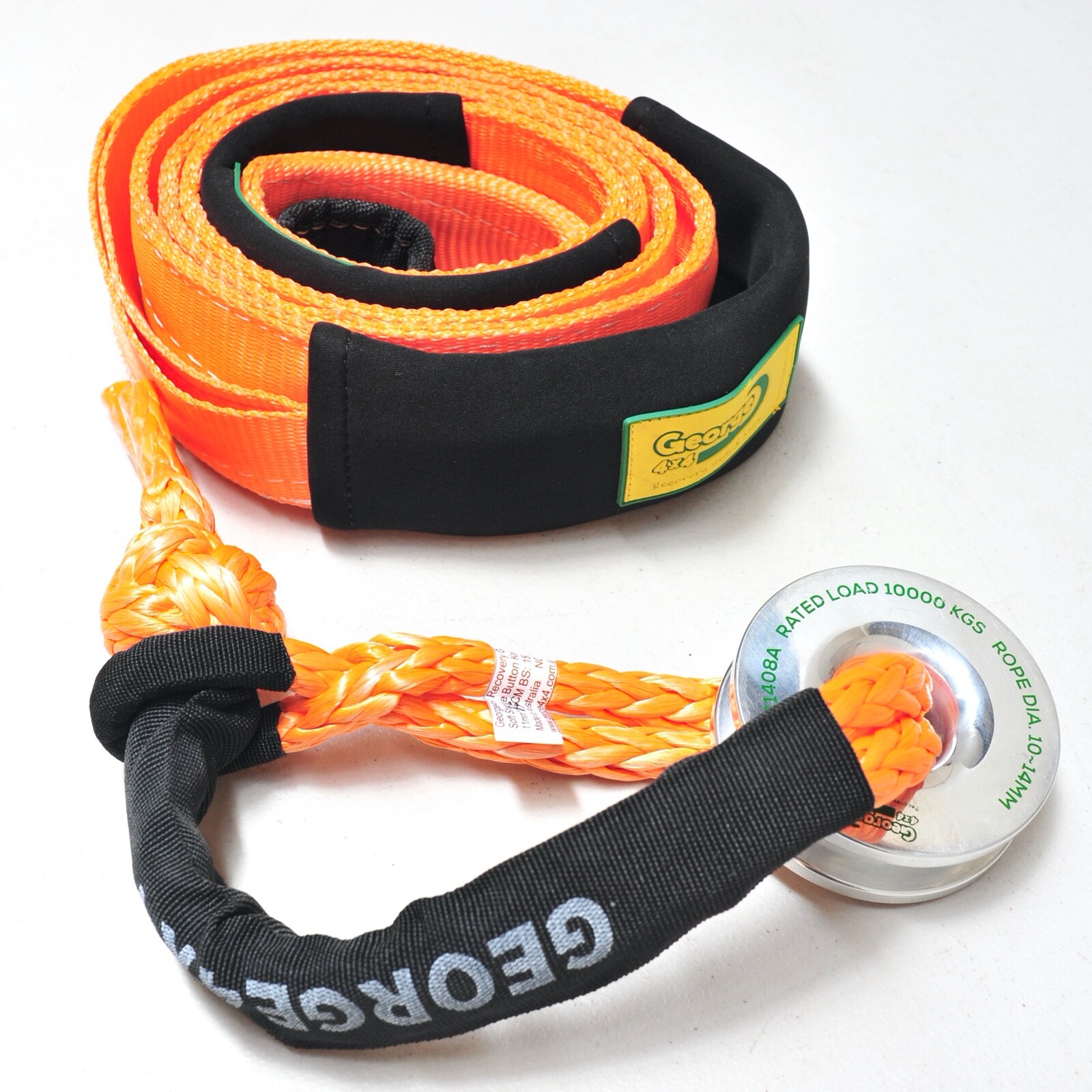 Winch Snatch Pulley Ring+Tree Trunk Protector 14T 4m +Soft Shackle 15T ...