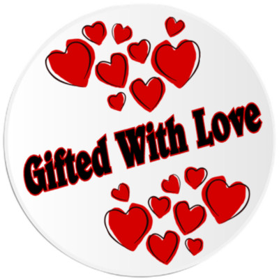 Gifted With Love - 10 Pack Circle Stickers 3 Inch - Hearts Gift Present ...