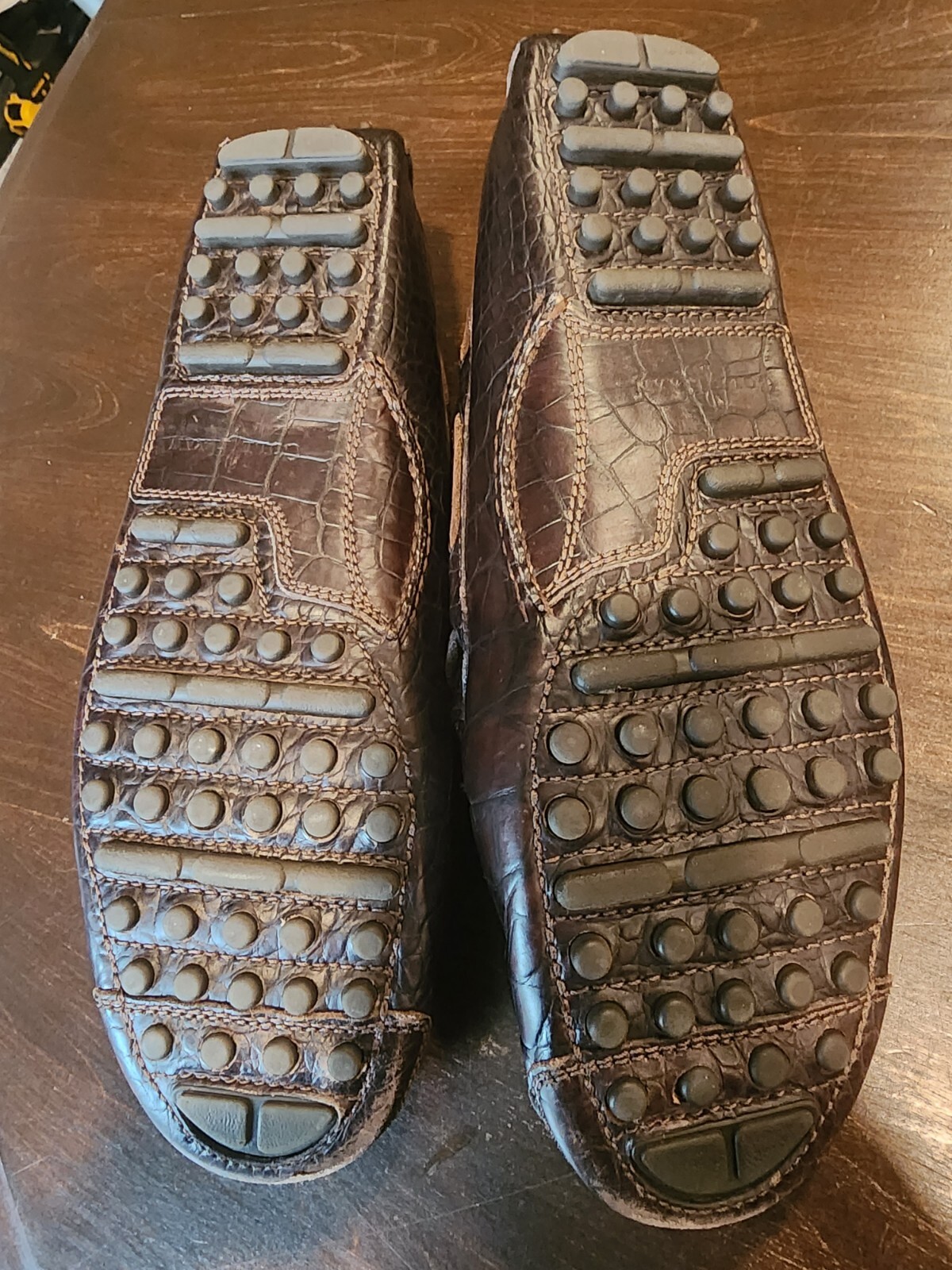 COLE HAAN MEN'S CROC EMBOSSED BROWN LEATHER DRIVING M… - Gem