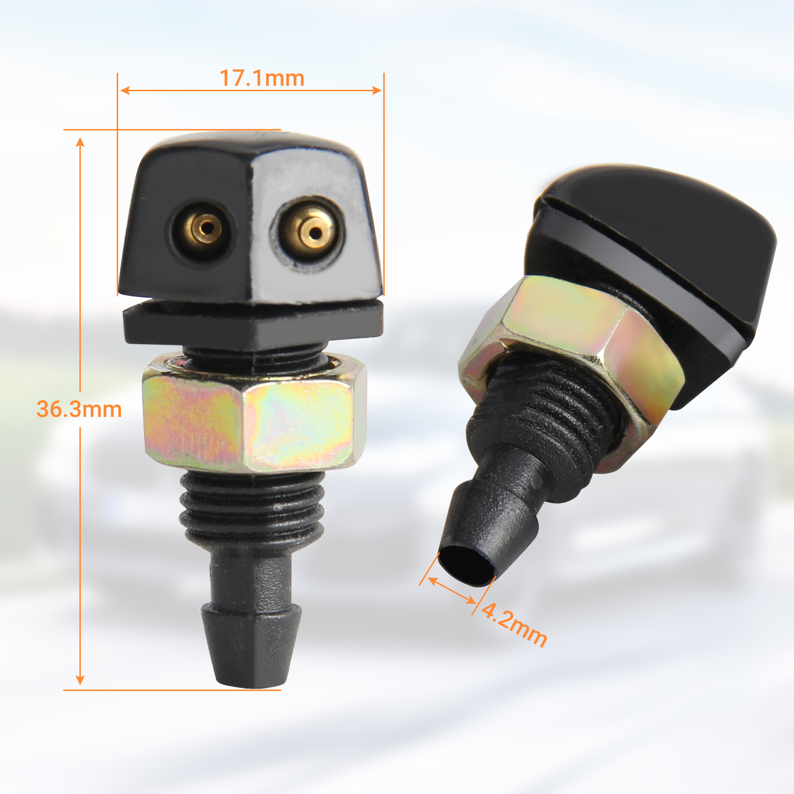 2X Car Windscreen Wiper Spray Washer Sprayer Nozzle Jet Sprinkler ...