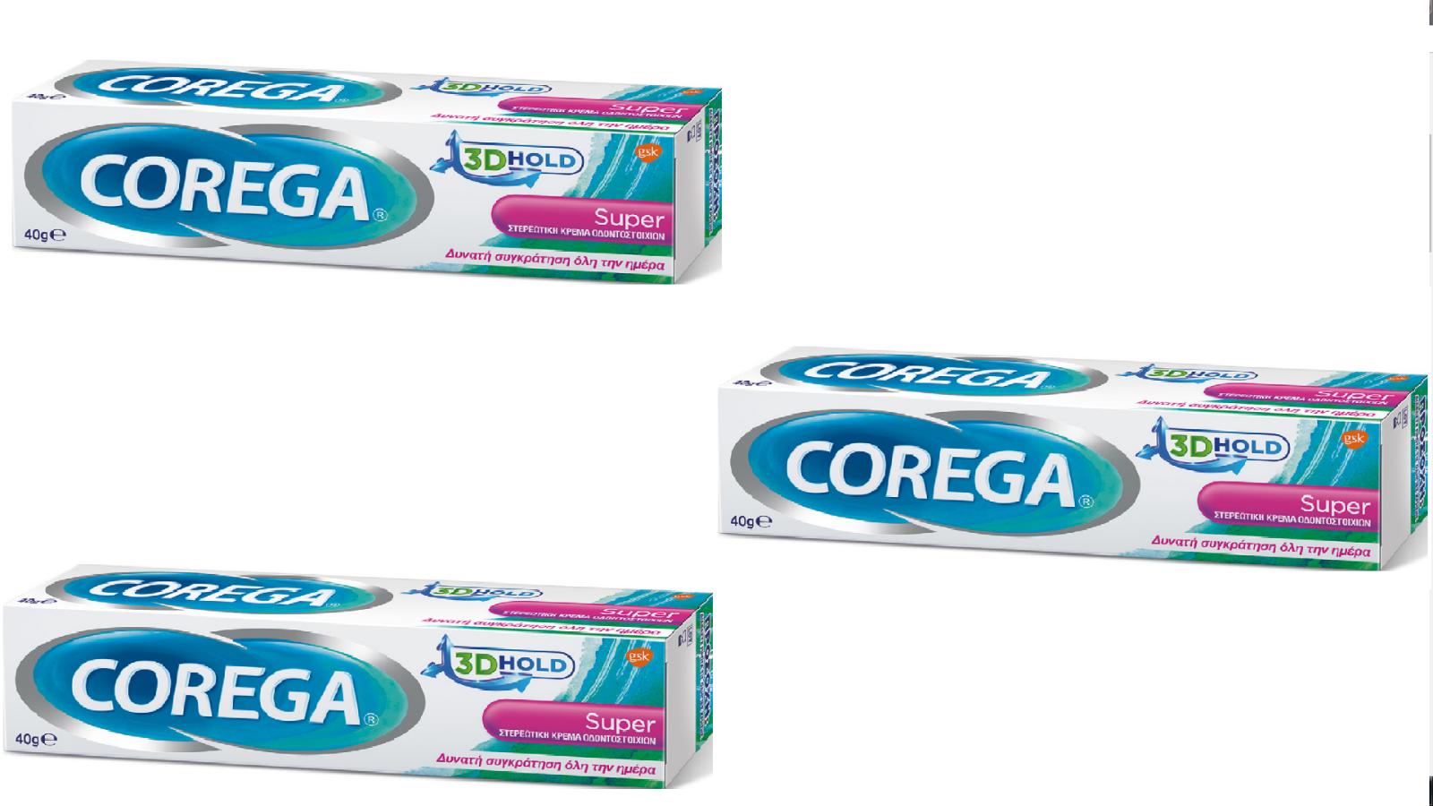 3 X Corega Super FOR FULL & PARTIAL DENTURE ADHESIVE CREAM 40GR | eBay