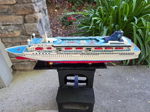 Norwegian Sea cruise ship model. Wood, 42” long, approx. 1/200 scale ...