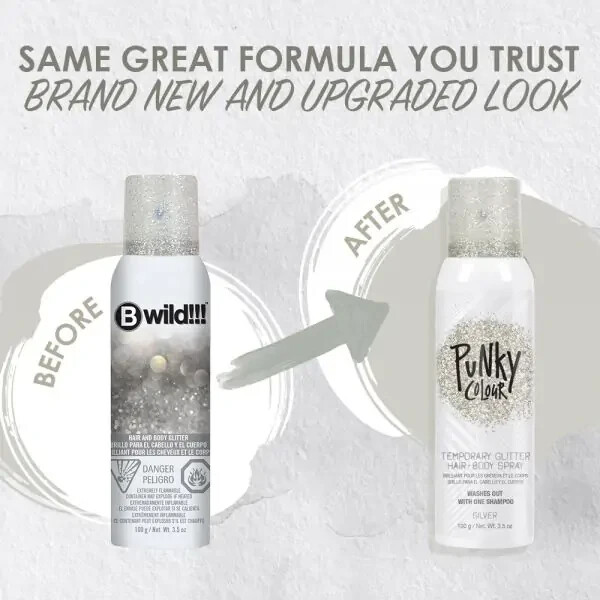 PUNKY COLOR SILVER GLITTER TEMPORARY HAIR & BODY SPRAY 100G/3.5OZ 3 ...