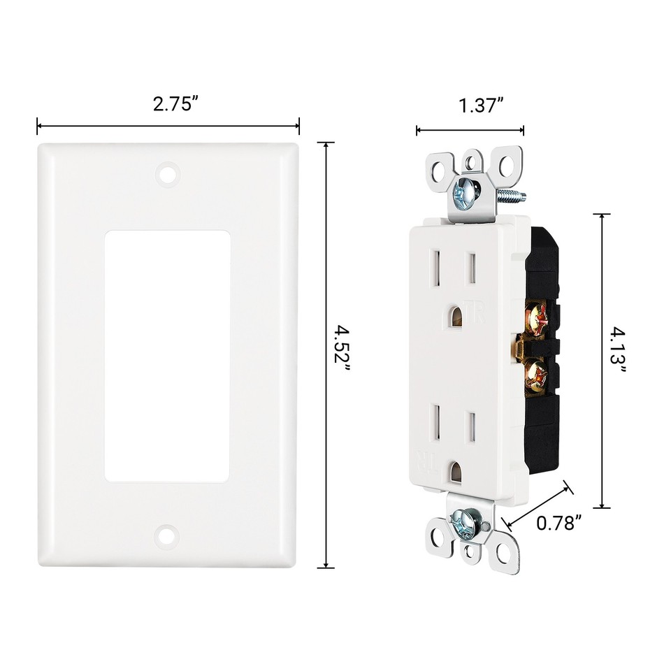 DEWENWILS 20-Pack Outlet Socket, Decora Standard Receptacle, 15 Amp 125 ...
